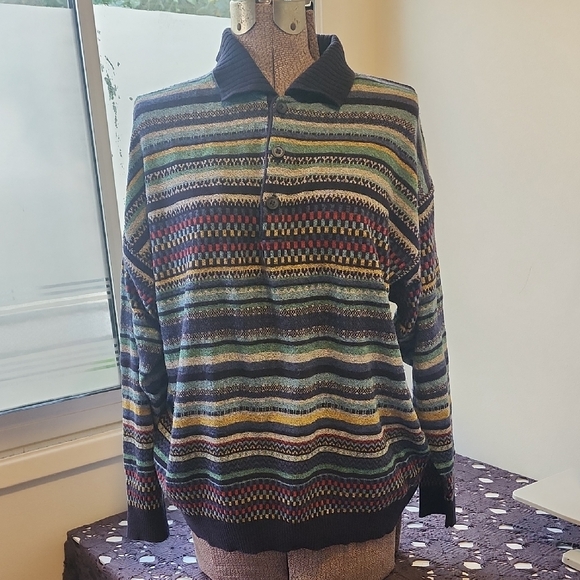 Sweaters | Vintage Multicolor Striped Mens Sweater | Poshmark